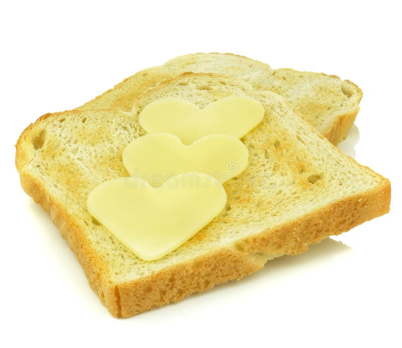 Toast with Heart Shaped Cheese Slices Stock Image - Image of slice ...