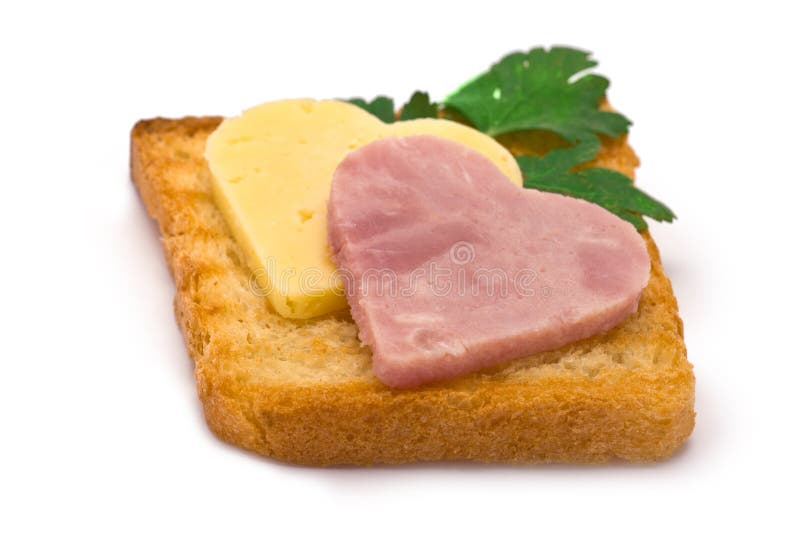 Toast with Heart-shaped Ham and Cheese Stock Photo - Image of shaped ...