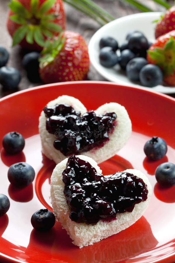 Toast Hearts with Fresh Jam Stock Image - Image of toast, valentine ...