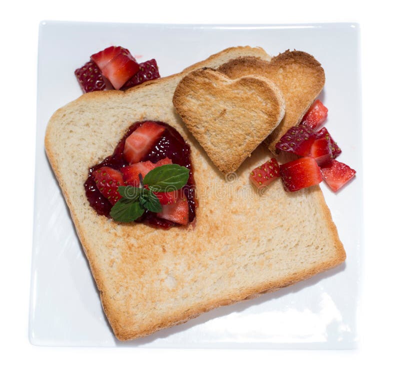 Toast hearts with jam stock photo. Image of invitation - 17126128