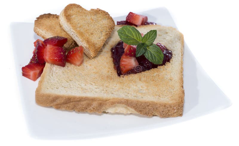 Toast hearts with jam stock photo. Image of invitation - 17126128