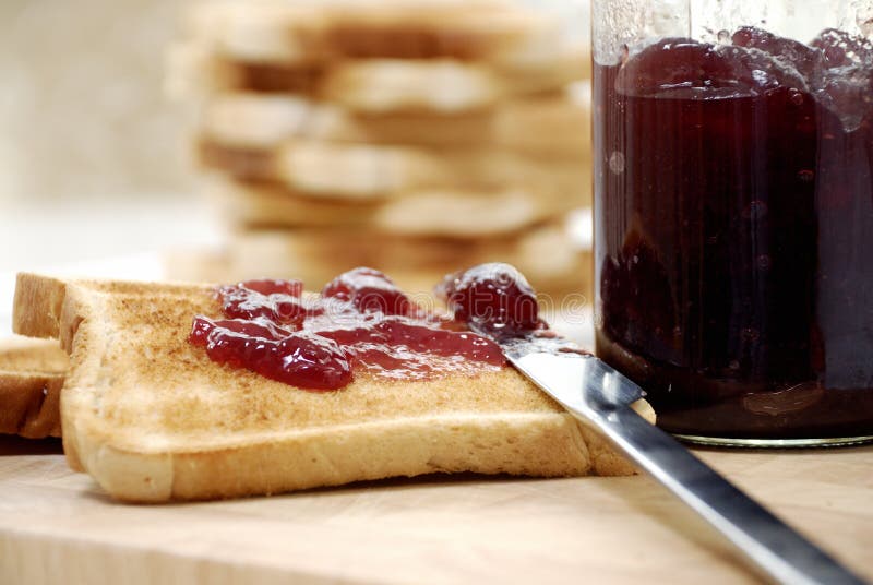 Toast with jam stock image. Image of knife, sweet, berry - 11190447