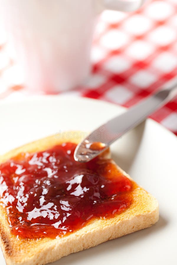 Toast with jam and milk stock photo. Image of currant - 12752334