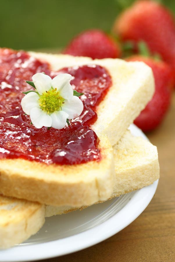 Toast with jam on grass stock photo. Image of fruit, image - 2047230