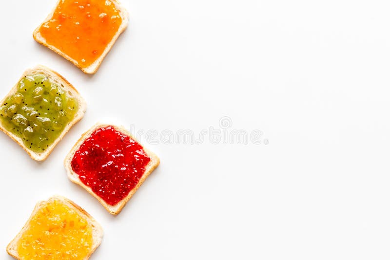 Toast with Jam. Colorful Set on White Background Top-down Frame Copy ...