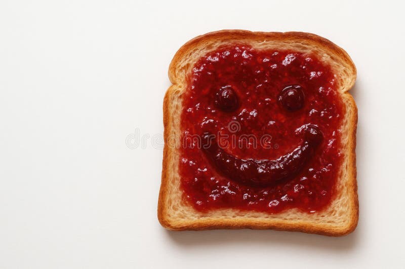 Toast with Jam in the Form of a Smiling Face. Space for Text. Stock ...