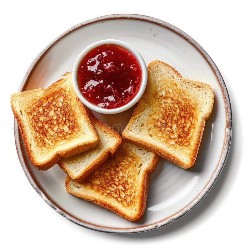 Toast with Jam on the Plate. Top View Stock Illustration - Illustration ...