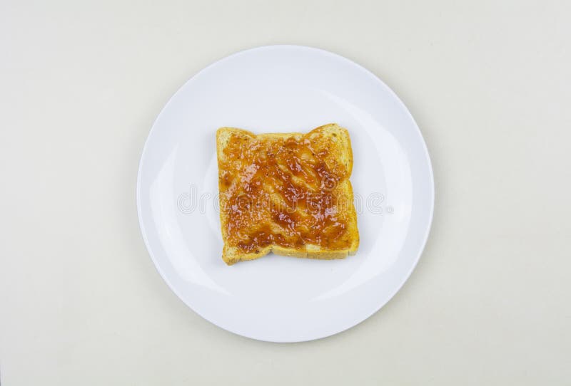 Toast with jam on plate stock image. Image of beverage - 83791877