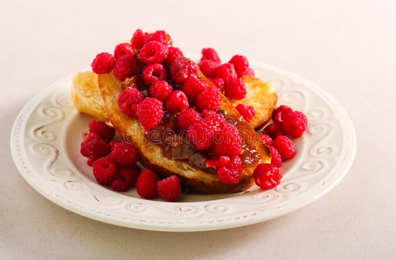 Toast with Jam and Raspberry Served Stock Image - Image of raspberry ...