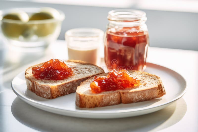Toast with Jam on the Table. Breakfast Stock Illustration ...