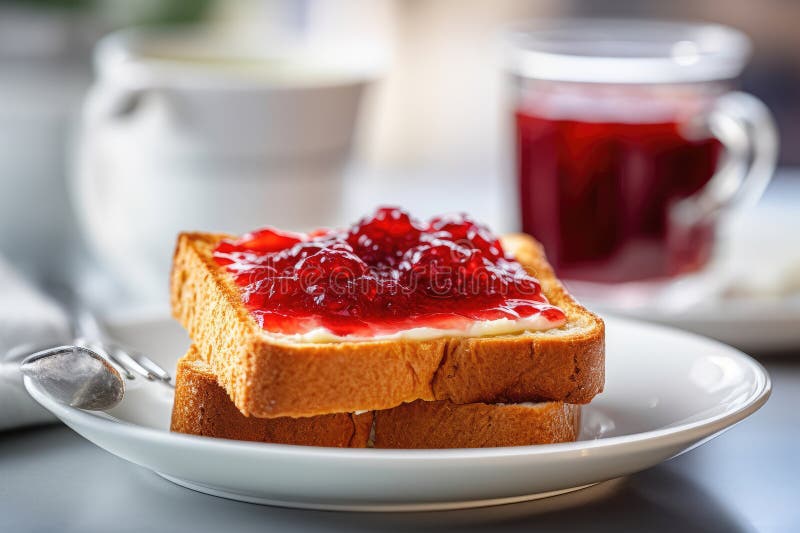 Toast with Jam on the Table. Breakfast Stock Illustration ...