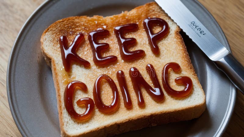 Toast with "KEEP GOING" Written in Cursive, Motivational Breakfast Item ...