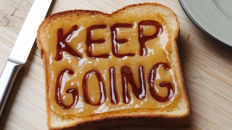 Toast with "KEEP GOING" Written in Playful Text, Positive Message Stock ...