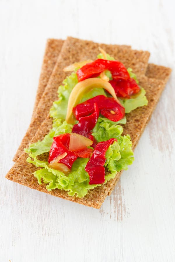 Toast with Lettuce and Pepper Stock Photo - Image of vegetable, pepper ...