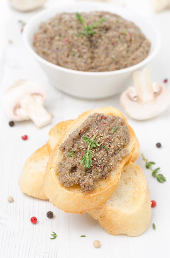 Toast with Mushroom Pate, Close-up Stock Photo - Image of toast, dinner ...