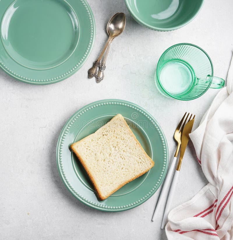 Toast on the Plate and Empty Dishes Ready for Cooking Breakfast. Top ...