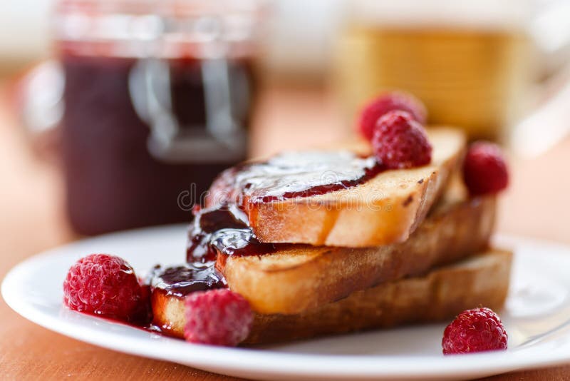 Toast with raspberry jam stock photo. Image of nutrition - 34270050