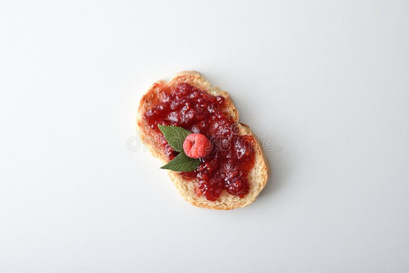 Toast with Raspberry Jam on a White Background Stock Photo - Image of ...