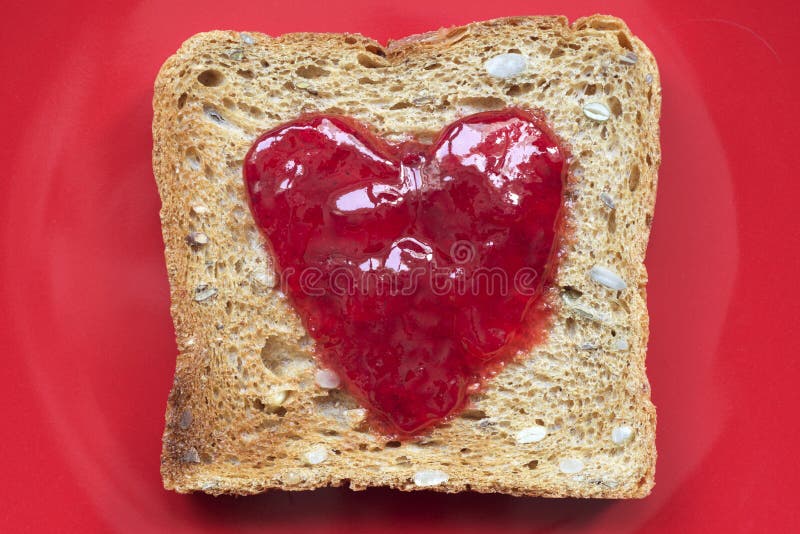 Toast on red stock image. Image of sunflower, heart, food - 51701561