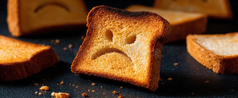 The Toast with a Sad Face Reflecting Unhappiness and Humor.AI Generated ...