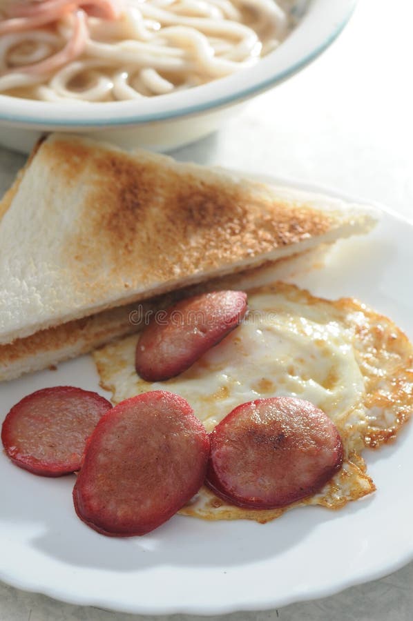 Toast sausage ham noodle stock photo. Image of double - 76724286