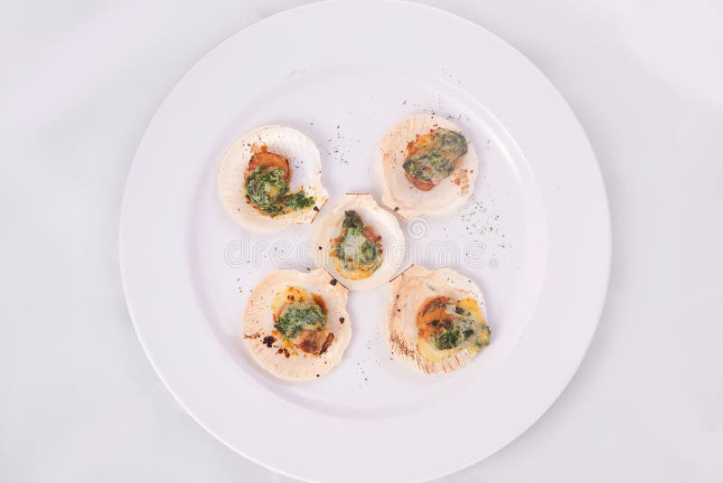 Toast scallops with cheese stock photo. Image of edible - 82366982