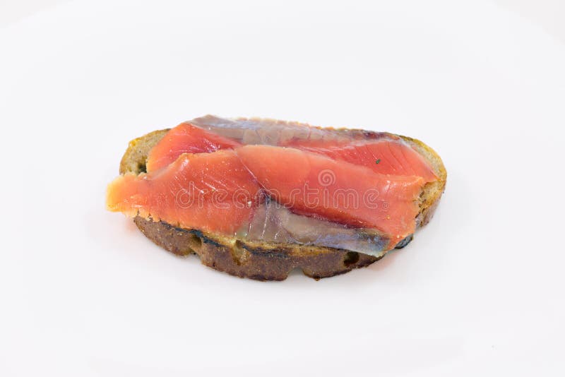 Toast with Sliced Salmon Fish Stock Image - Image of closeup, diet ...