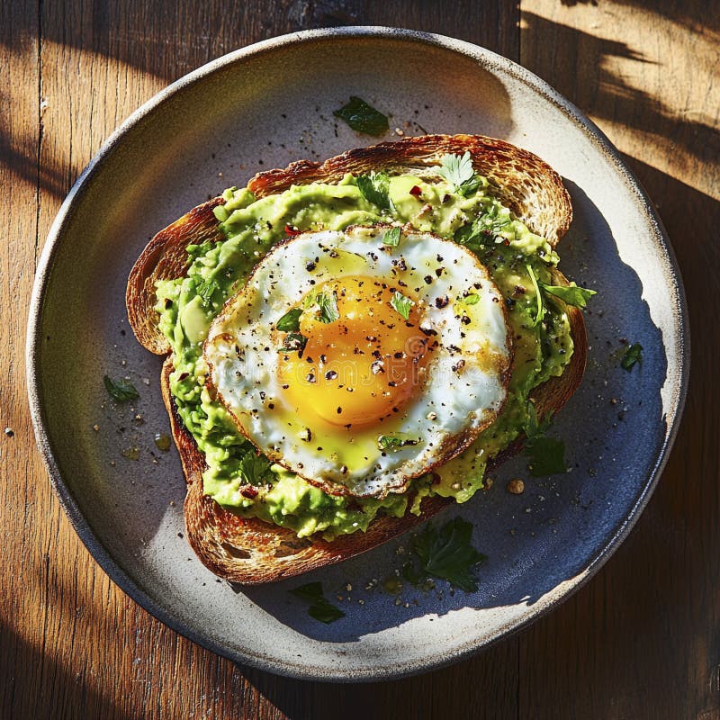 Toast with Smashed Avocado on Top with Fried Egg, Generative AI Stock ...