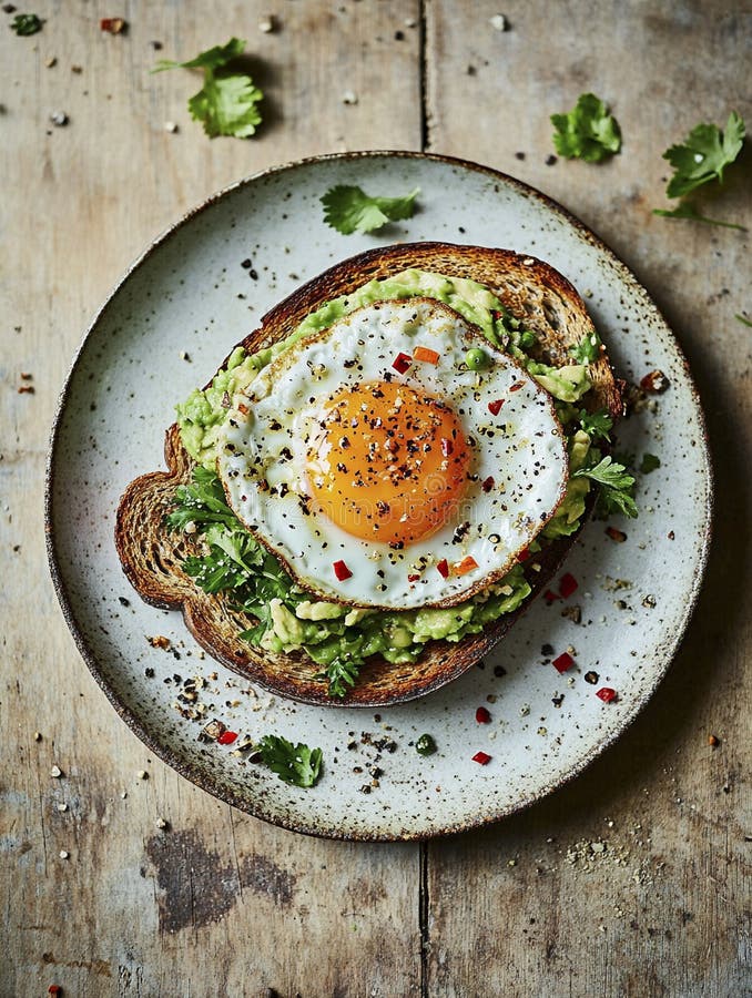 Toast with Smashed Avocado on Top with Fried Egg, Generative AI Stock ...