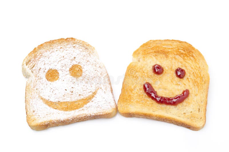 Toast with a Smile of Jam, Coffee, Orange Juice and Fresh Orange Stock ...