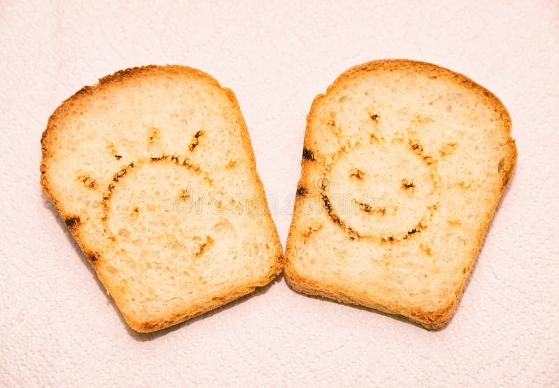Toast with a smiley face stock photo. Image of bakery - 116965066