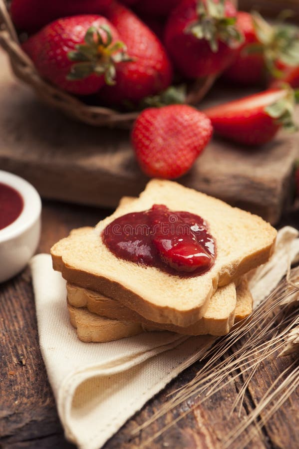 Toast Snack with Strawberry Jam Stock Image - Image of homemade, snack ...