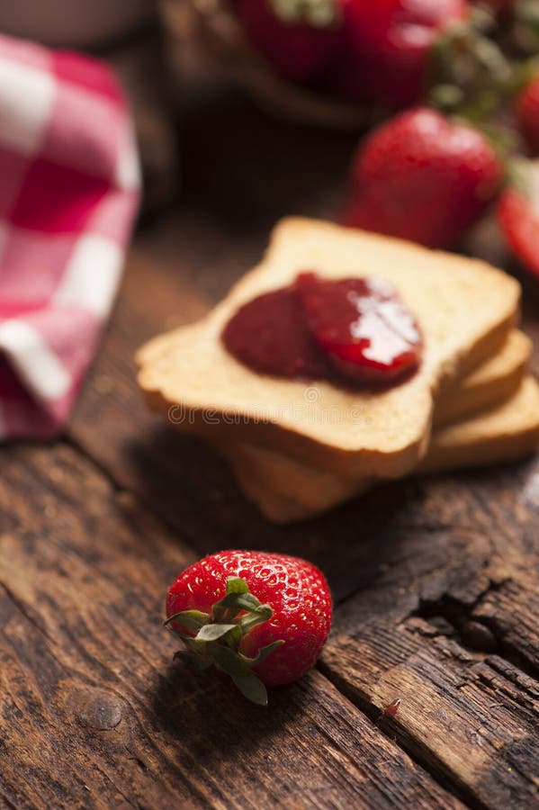 Toast Snack with Strawberry Jam Stock Photo - Image of sweet, homemade ...