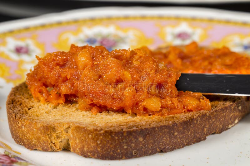 Toast with sobrassada stock photo. Image of meat, pork - 67340340