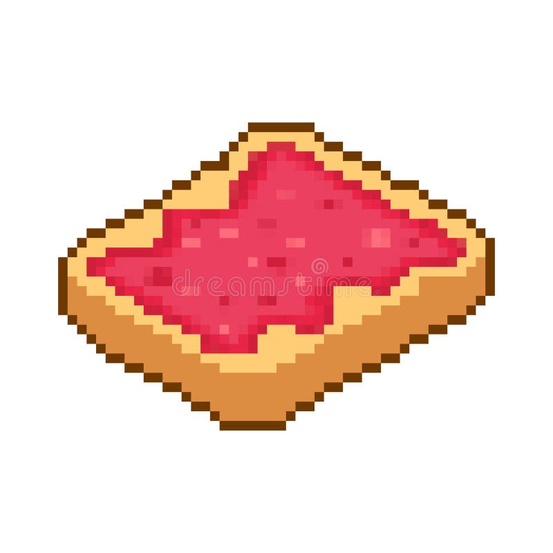 Toast with Strawberry Jam Pixel Art. Pixelated Bread Slice 8bit Stock ...
