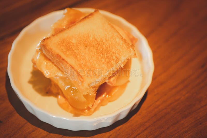 Toast with Strips of Crispy Bacon Stock Photo - Image of cheese, bread ...