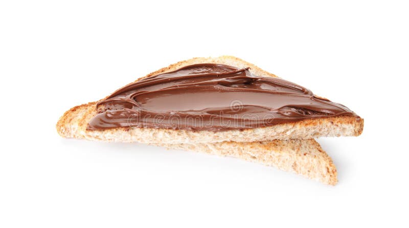 Toast with Sweet Chocolate Cream Isolated Stock Image - Image of food ...