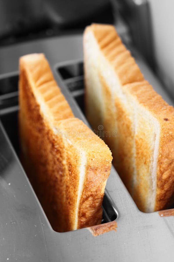 Toast in toaster stock image. Image of kitchen, equipment - 75532639