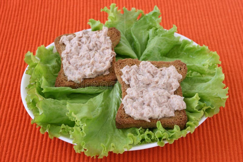 Toast with tuna paste stock image. Image of dinner, lunch - 20455427