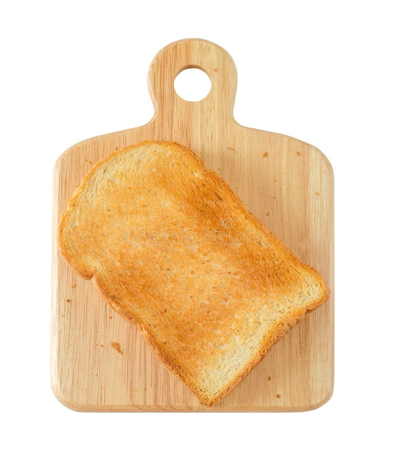 Toast on a Wooden Cutting Board, White Background Stock Image - Image ...