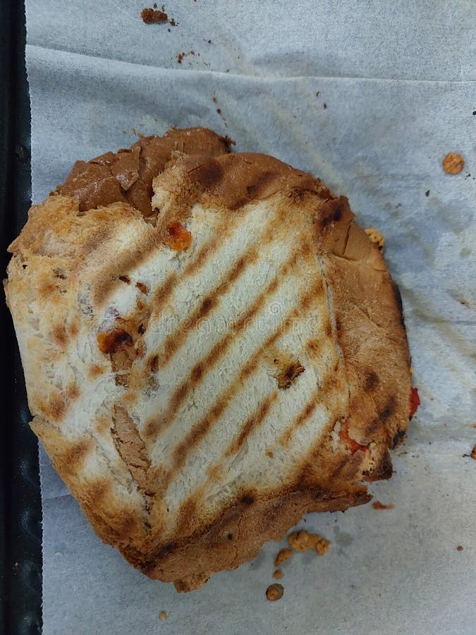 Toast with Yellow Cheese and Tomatoes Inside Stock Image - Image of ...