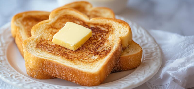 Toasted Bread with Butter, Golden Brown Slices, Soft Texture, Placed on ...