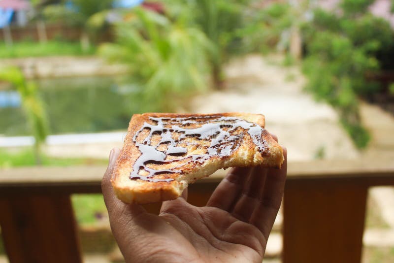 Toasted Bread with Chocolate Jam on Top. Toasted Bread for Breakfast ...