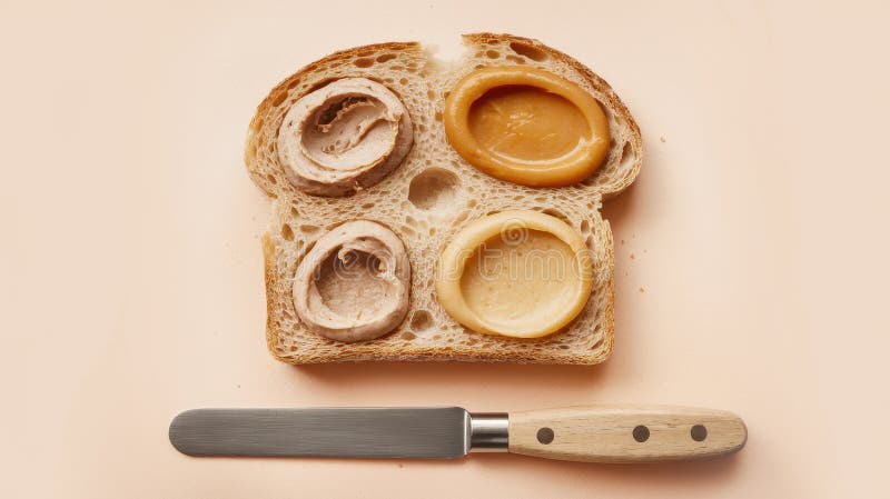 Toasted Bread with Circular Cheese Slices in Pink Background Stock ...