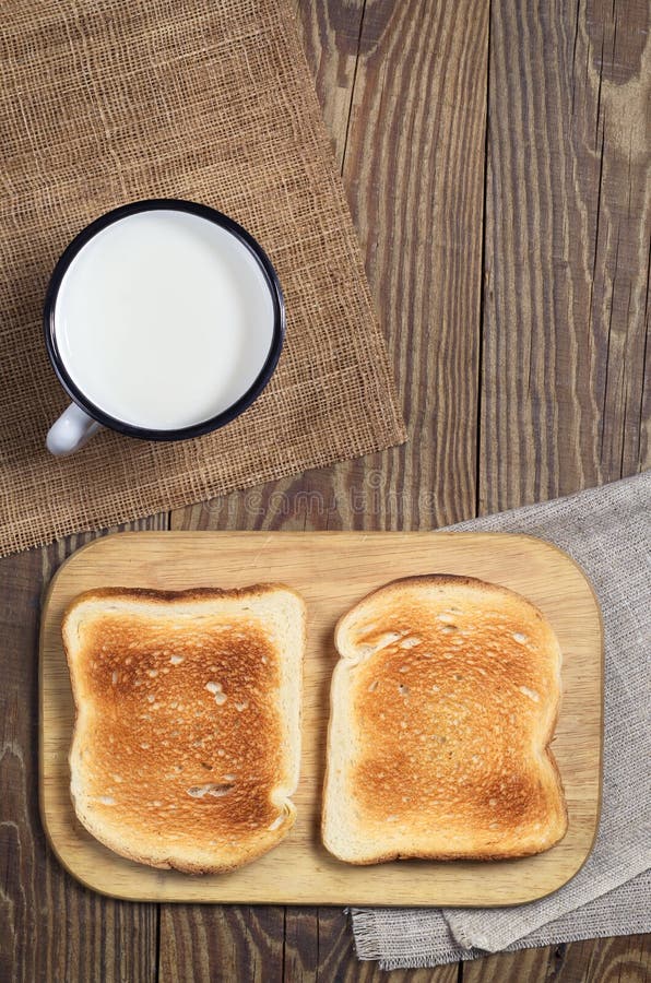 Toasted Bread and Cup of Milk Stock Image - Image of fabric, roasted ...