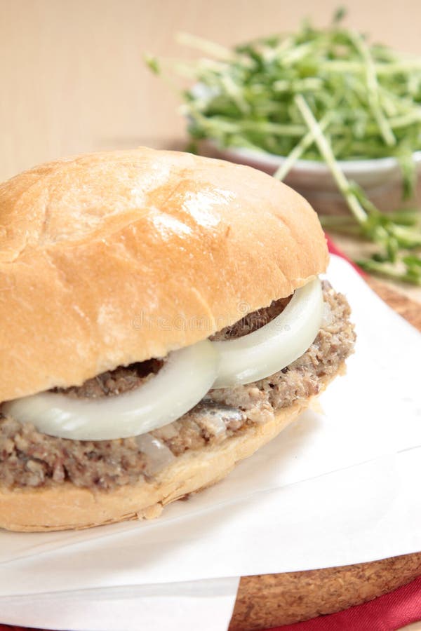 A tasty ham burger cuisine stock photo. Image of fast - 108878092