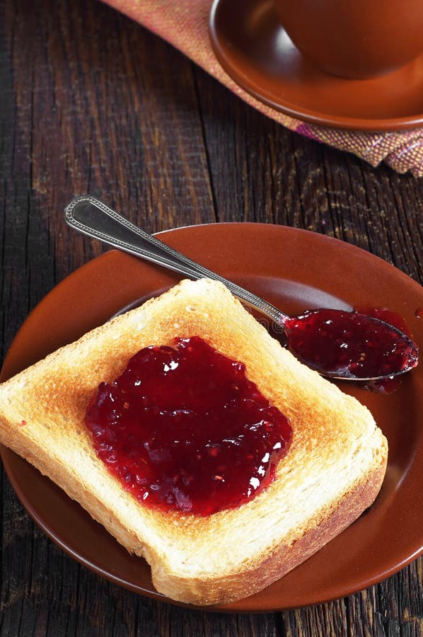 Toasted bread with jam stock photo. Image of homemade - 63360158