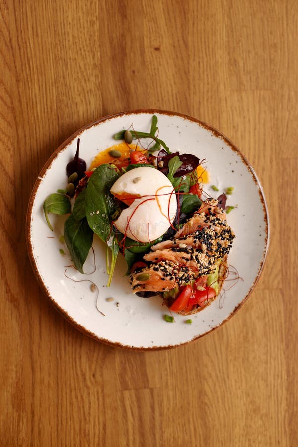 Toasted Bread Sandwich with Red Fish and Egg Stock Photo - Image of ...