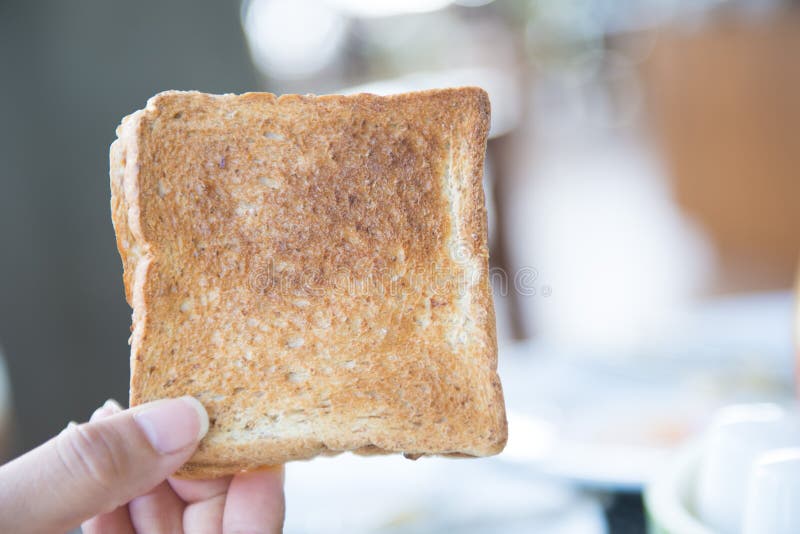 Toasted Bread Slice in Hand Stock Photo - Image of food, toasted: 64674234