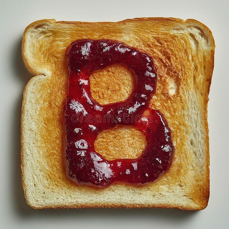 Toasted Bread Slice with Jam Forming the Letter B Stock Illustration ...